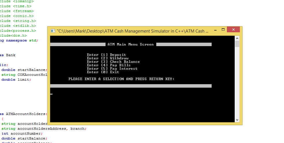 ATM Cash Management Simulator in C++ Free Source Code | SourceCodester
